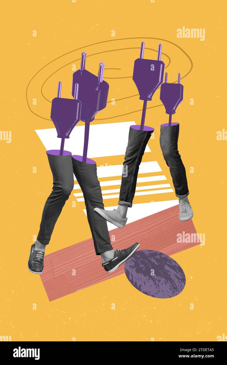 3d retro abstract creative artwork template collage of funny legs walk ...