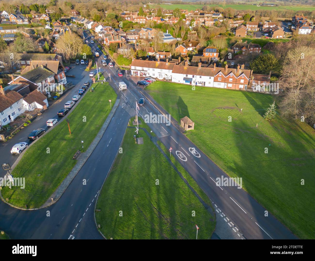 aerial view of the green in the centre of Newick village east sussex ...