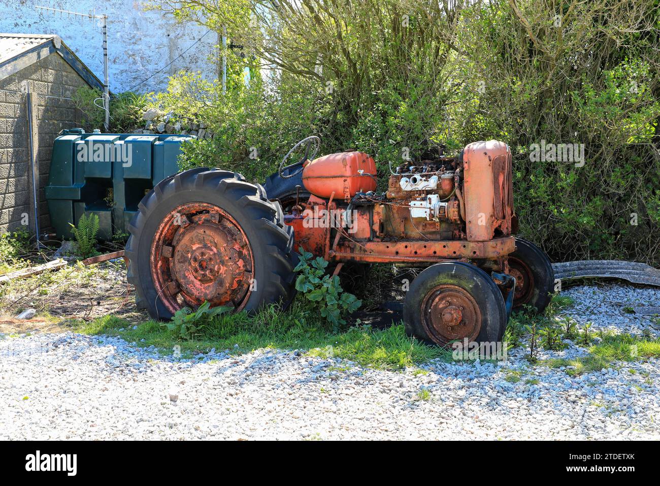 A rusty derelict Nuffield Universal tractor abandoned on a farm ...