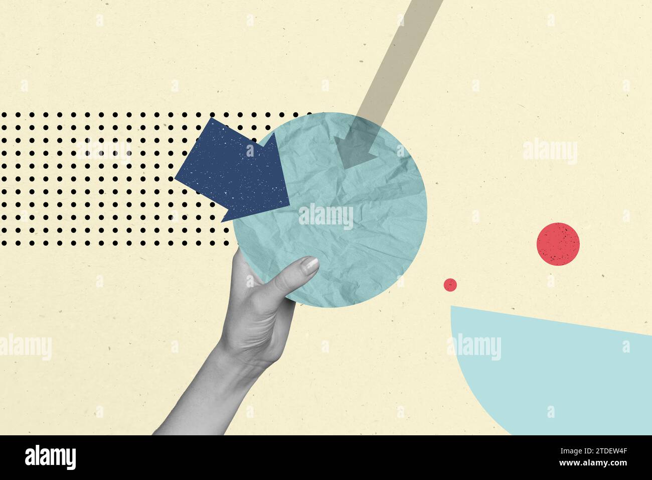 Horizontal minimalistic primitive photo collage human hand hold paper ...