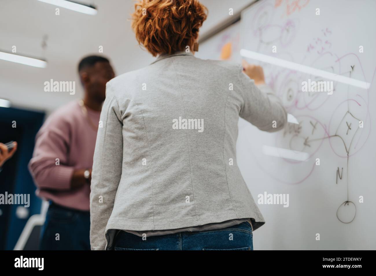 Creative business people strategizing and brainstorming in a ...