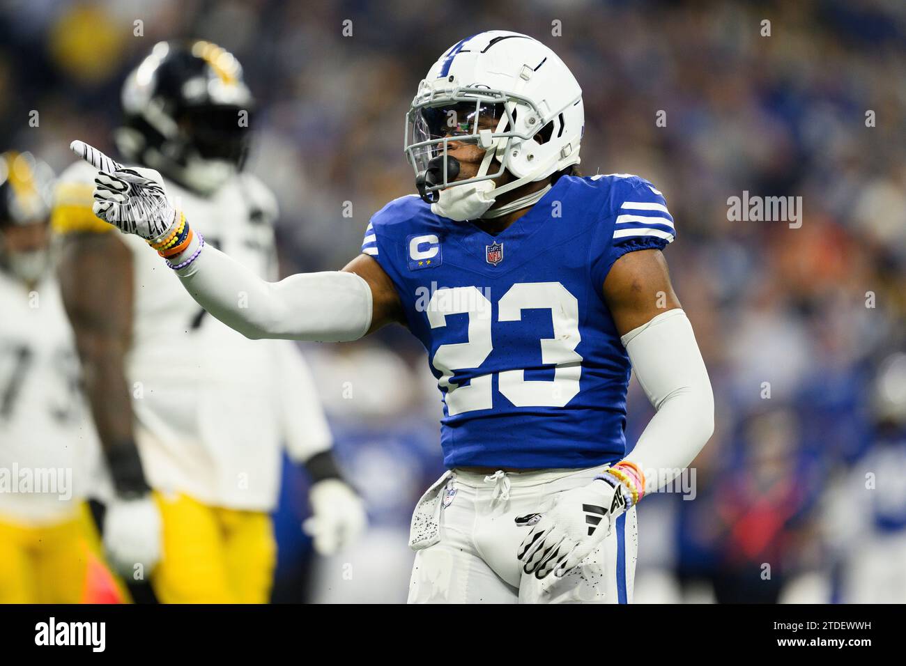 Indianapolis Colts cornerback Kenny Moore II (23) celebrates after a ...