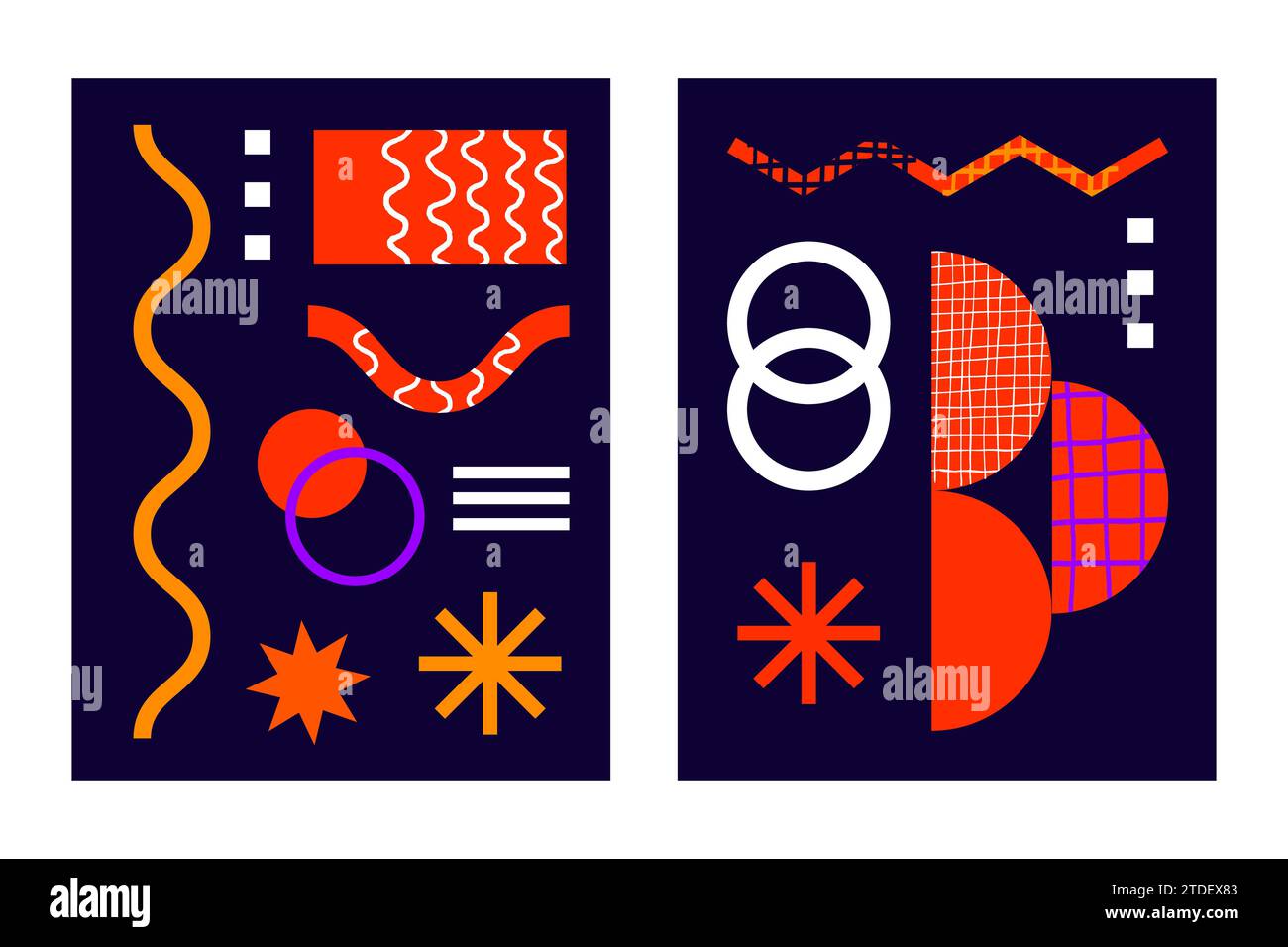 Brutalist posters set with abstract geometric shapes and naive grids ...