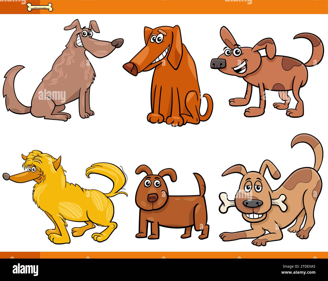 Cartoon illustration of funny dogs and puppies comic animal characters ...