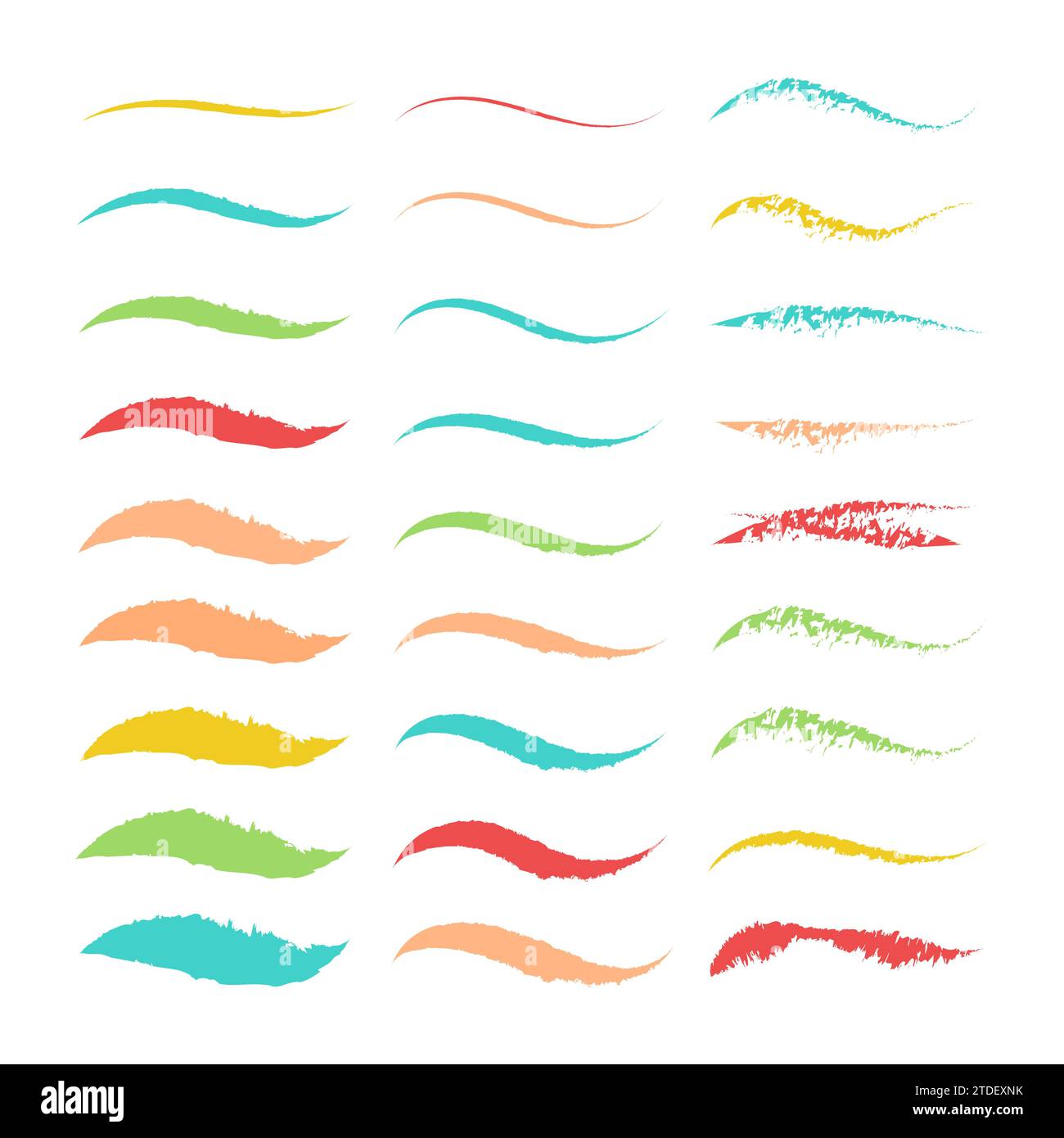 Collection of strikethrough multi colored charcoal crayon underlines ...