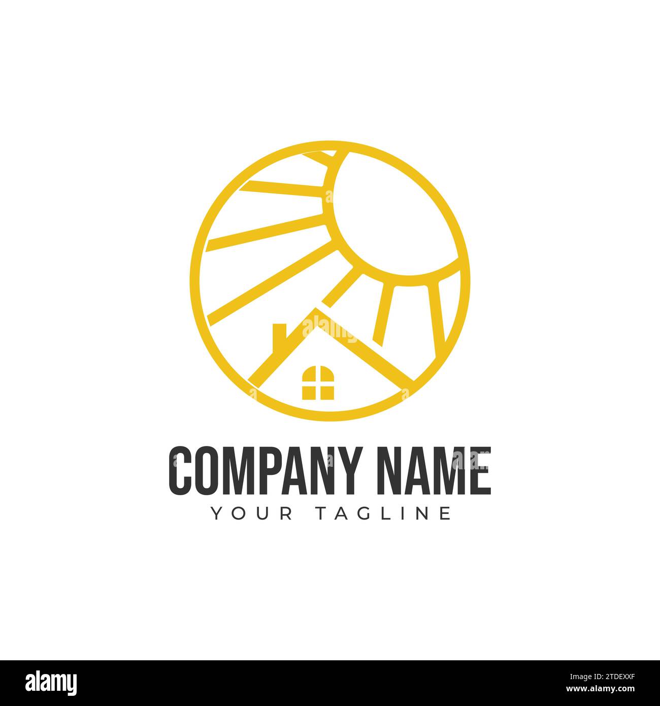 Sun homes logo vector design line Vector. Sun sunrise house roof line ...