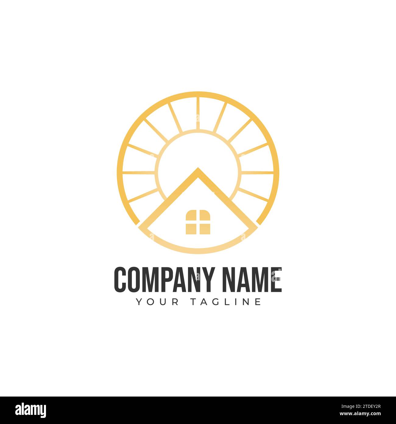 Sun homes logo vector design line Vector. Sun sunrise house roof line ...