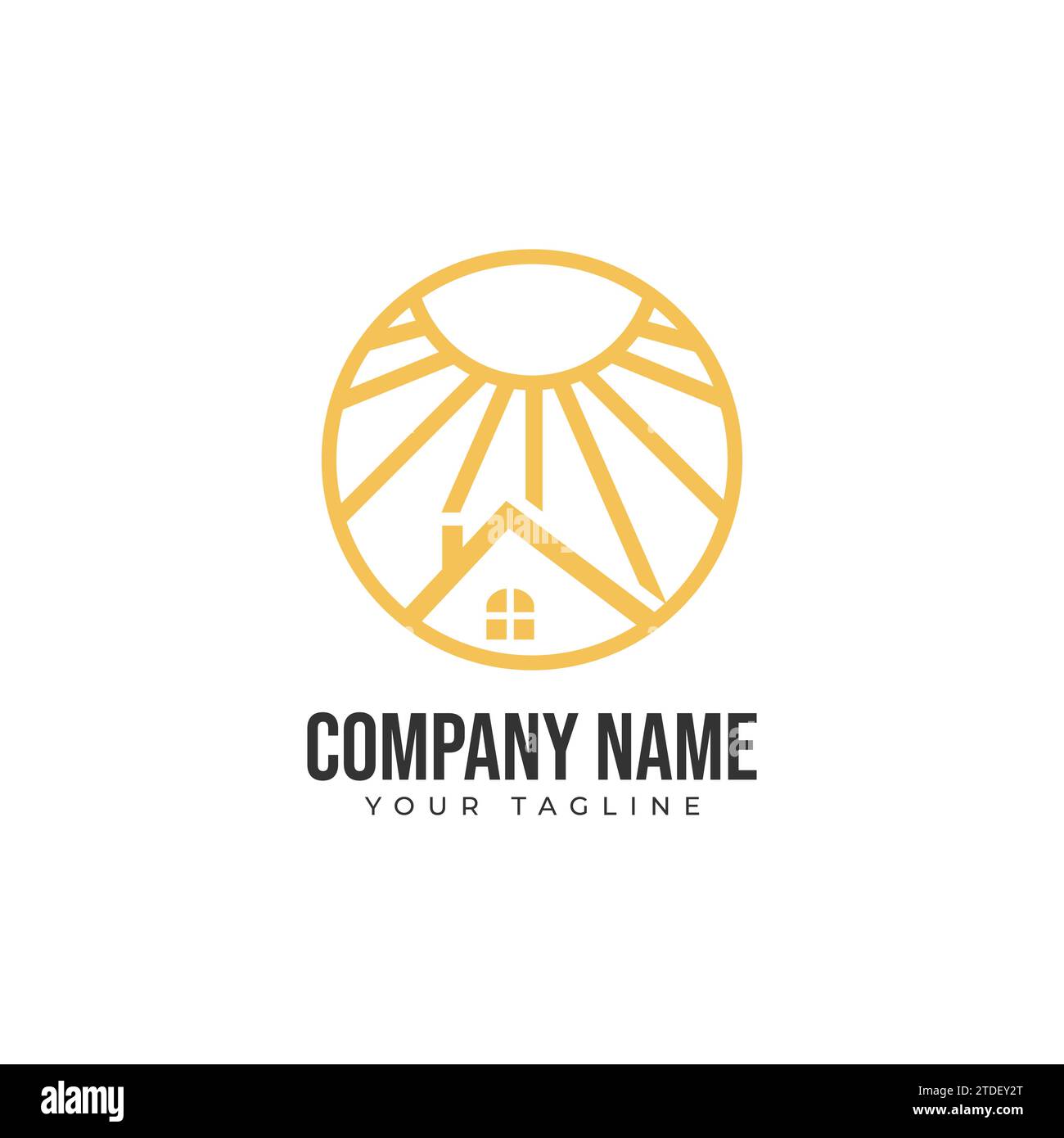 Sun homes logo vector design line Vector. Sun sunrise house roof line ...
