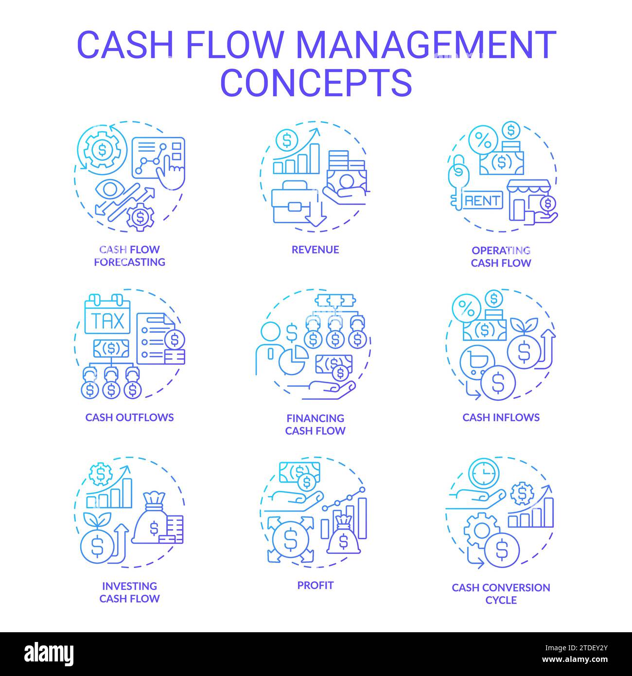 Line icon set representing cash flow management Stock Vector Image ...