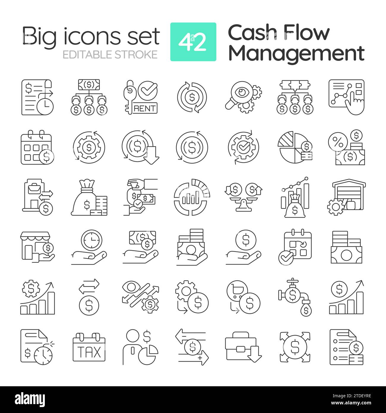 2D editable black big line icons set for cell therapy Stock Vector ...
