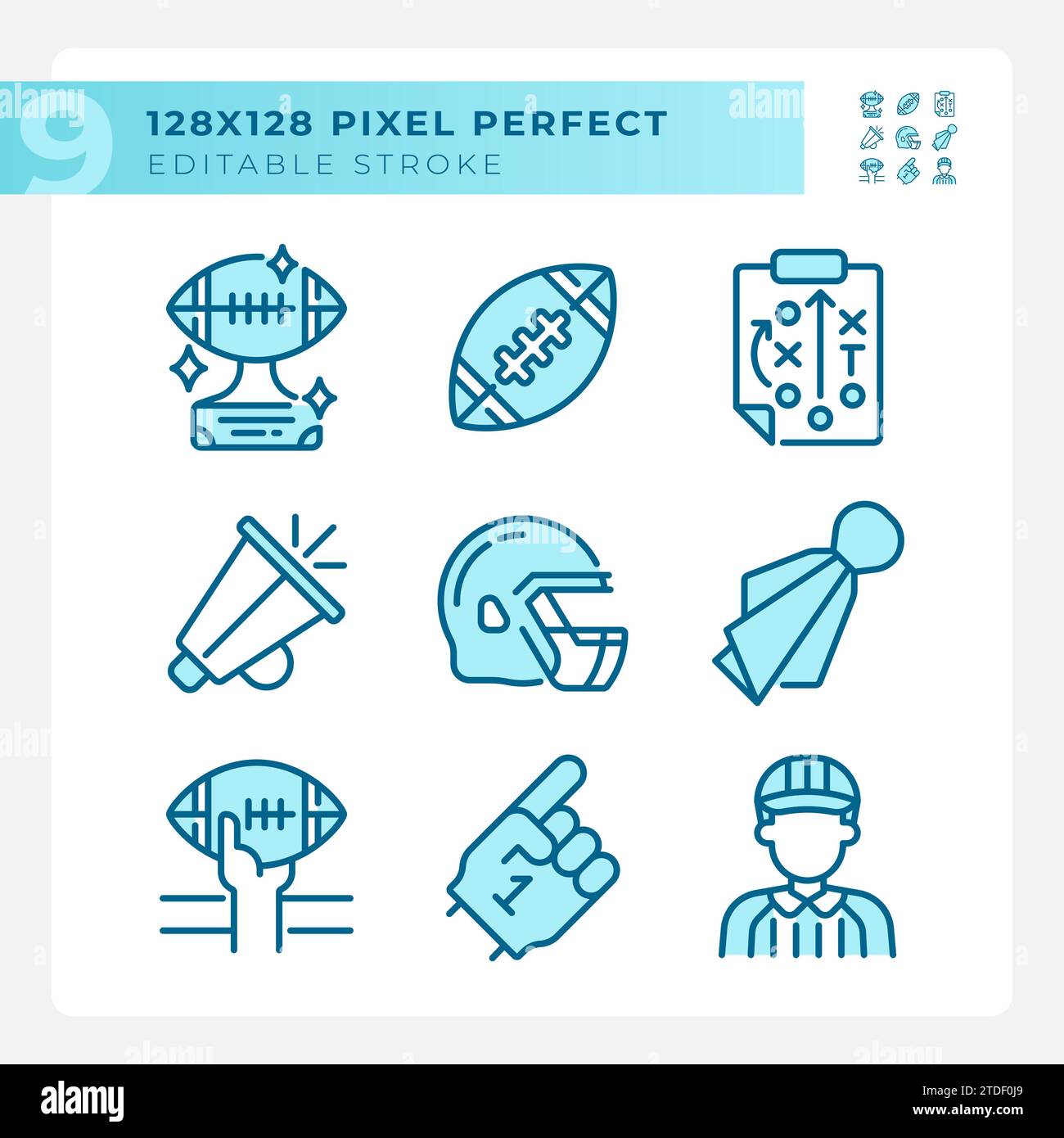American football match light blue icons Stock Vector Image & Art - Alamy