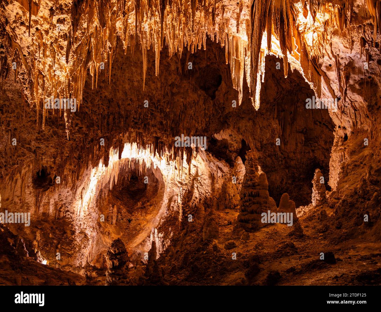 Inside the Big Room at Carlsbad Caverns National Park, UNESCO World Heritage Site, located in ...