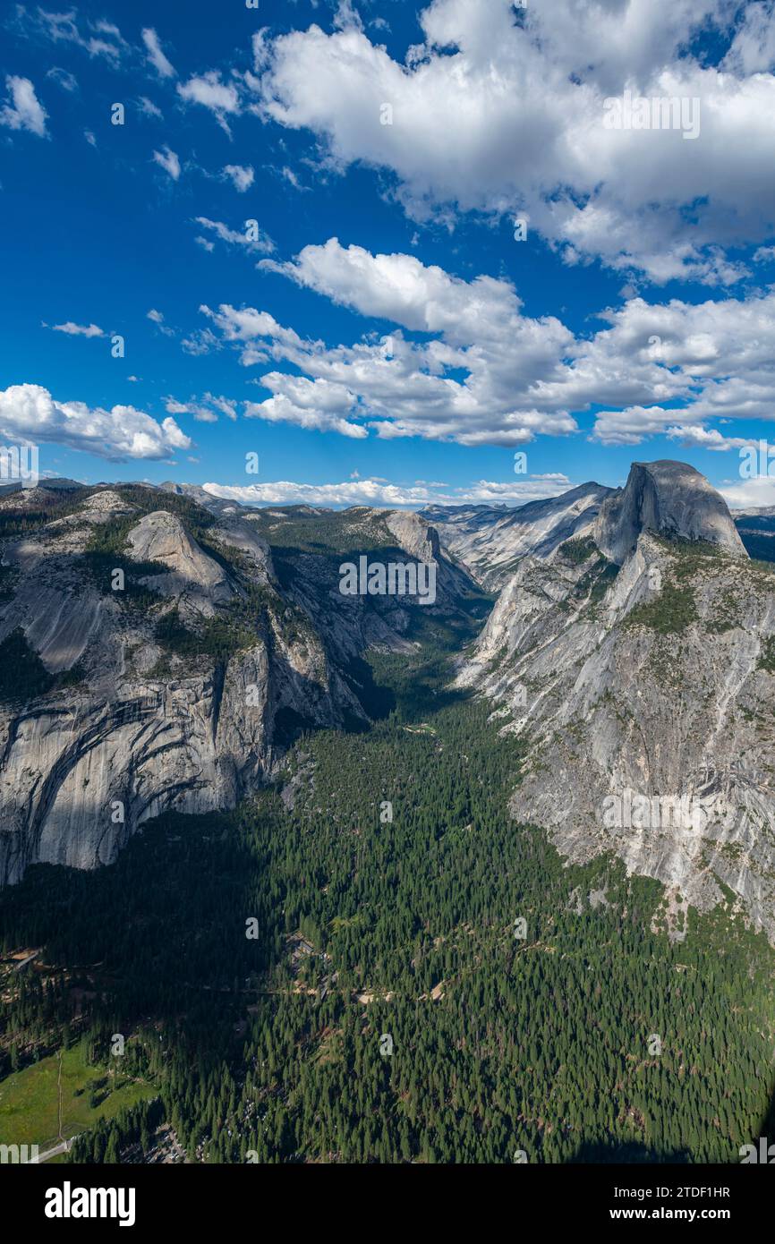 View over Yosemite National Park with Half Dome, UNESCO World Heritage ...