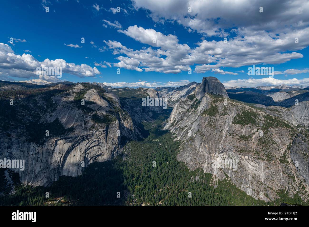 View over Yosemite National Park with Half Dome, UNESCO World Heritage ...