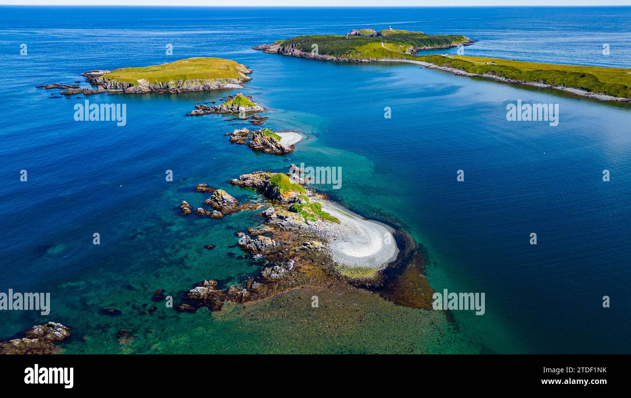 Aerial of the island near Ferryland, Avalon Peninsula, Newfoundland ...