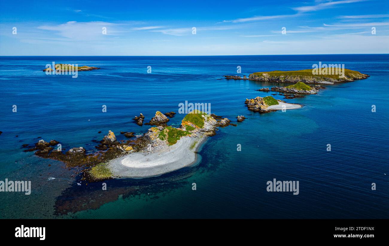 Aerial of the island near Ferryland, Avalon Peninsula, Newfoundland ...