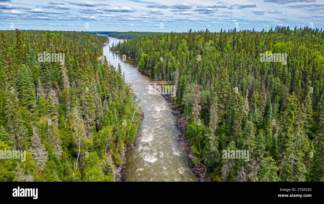 Aerial of the Pisew River, Pisew Falls Provincial Park, Thompson ...