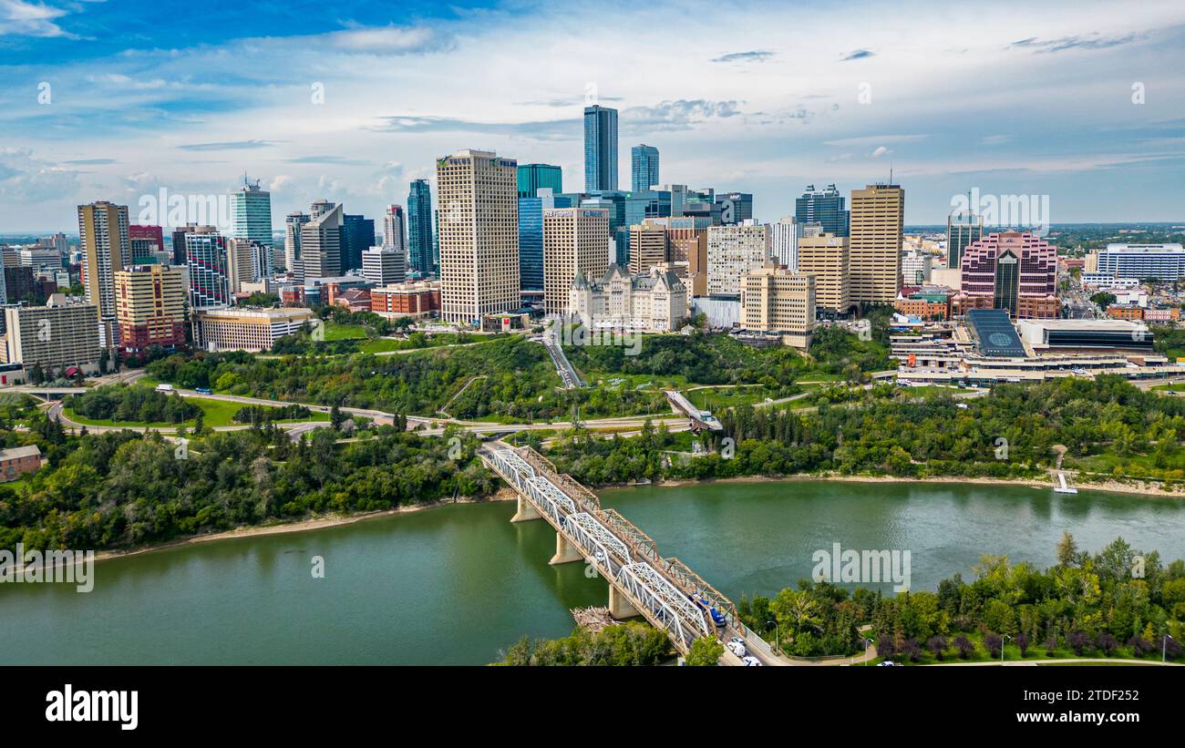 Aerial of the skyline of Edmonton, Alberta, Canada, North America Stock ...