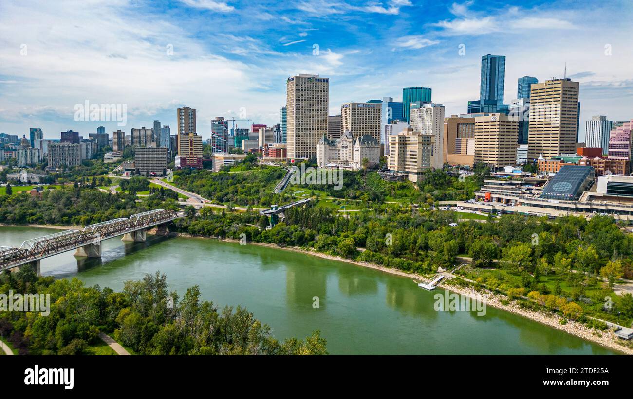 Aerial of the skyline of Edmonton, Alberta, Canada, North America Stock ...