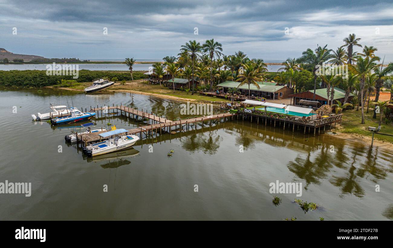 Aerial of the River mouth of the River Cuanza, Angola, Africa Stock ...
