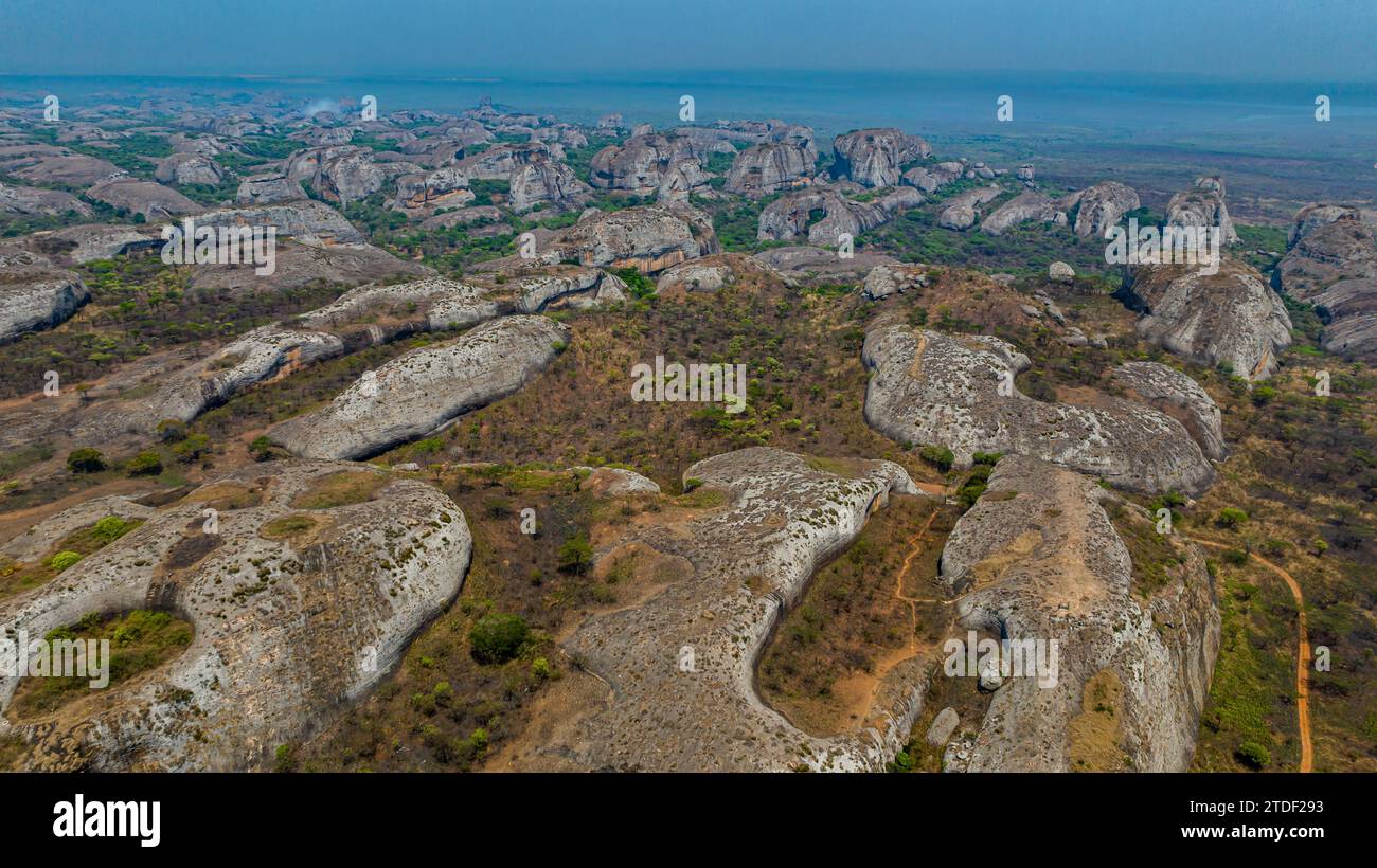 Aerial of black rocks of Pungo Andongo, Malanje, Angola, Africa Stock ...