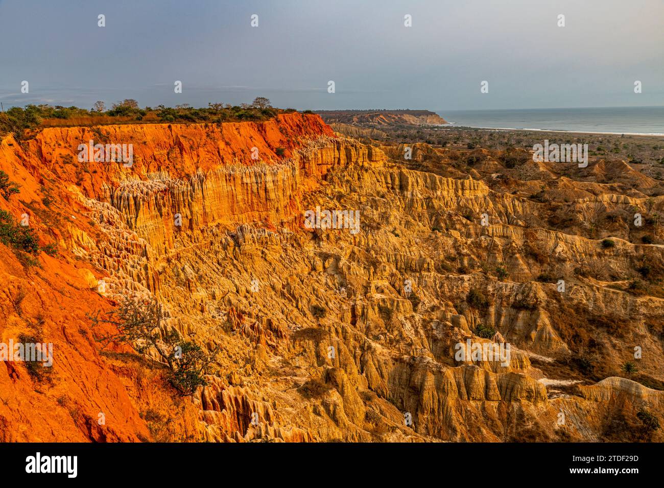 Aerial of the sandstone erosion landscape of Miradouro da Lua (Viewpoint of the Moon), south of ...