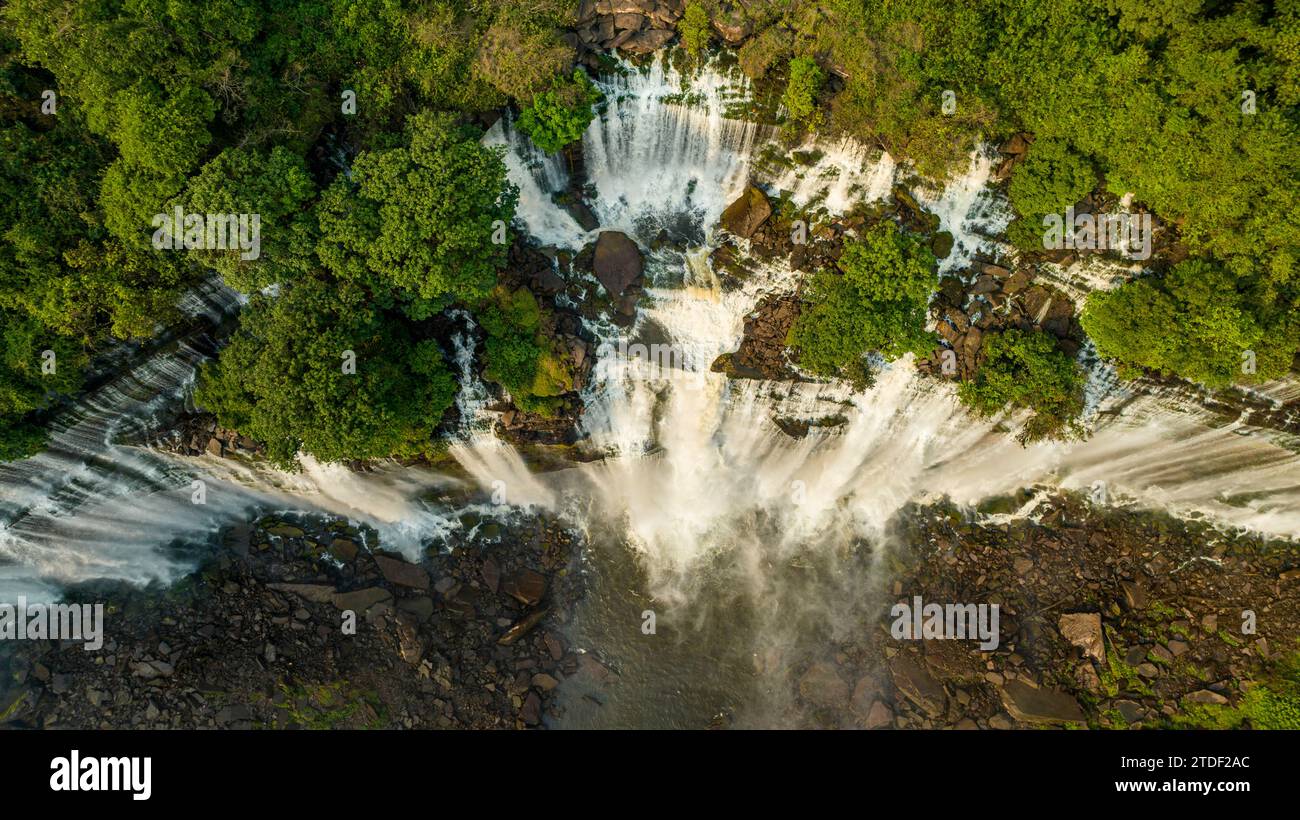Aerial of the third highest waterfall in Africa, Calandula Falls, Malanje, Angola, Africa Stock ...