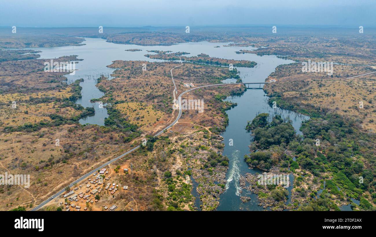 River barrage of the Cuanza river, Cuanza Sul province, Angola, Africa ...
