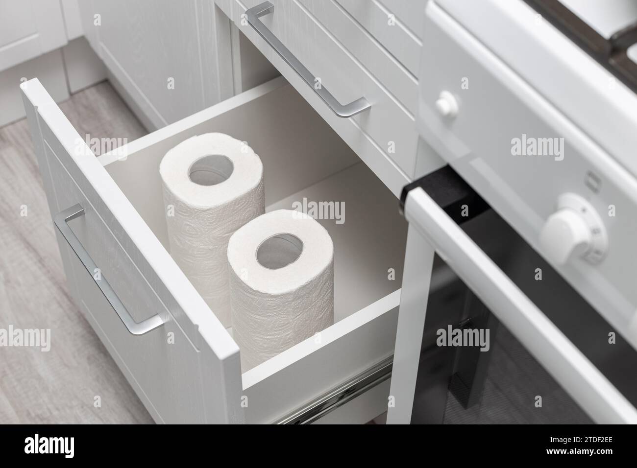 roll of paper towel in kitchen cabinet. paper towel in the kitchen ...