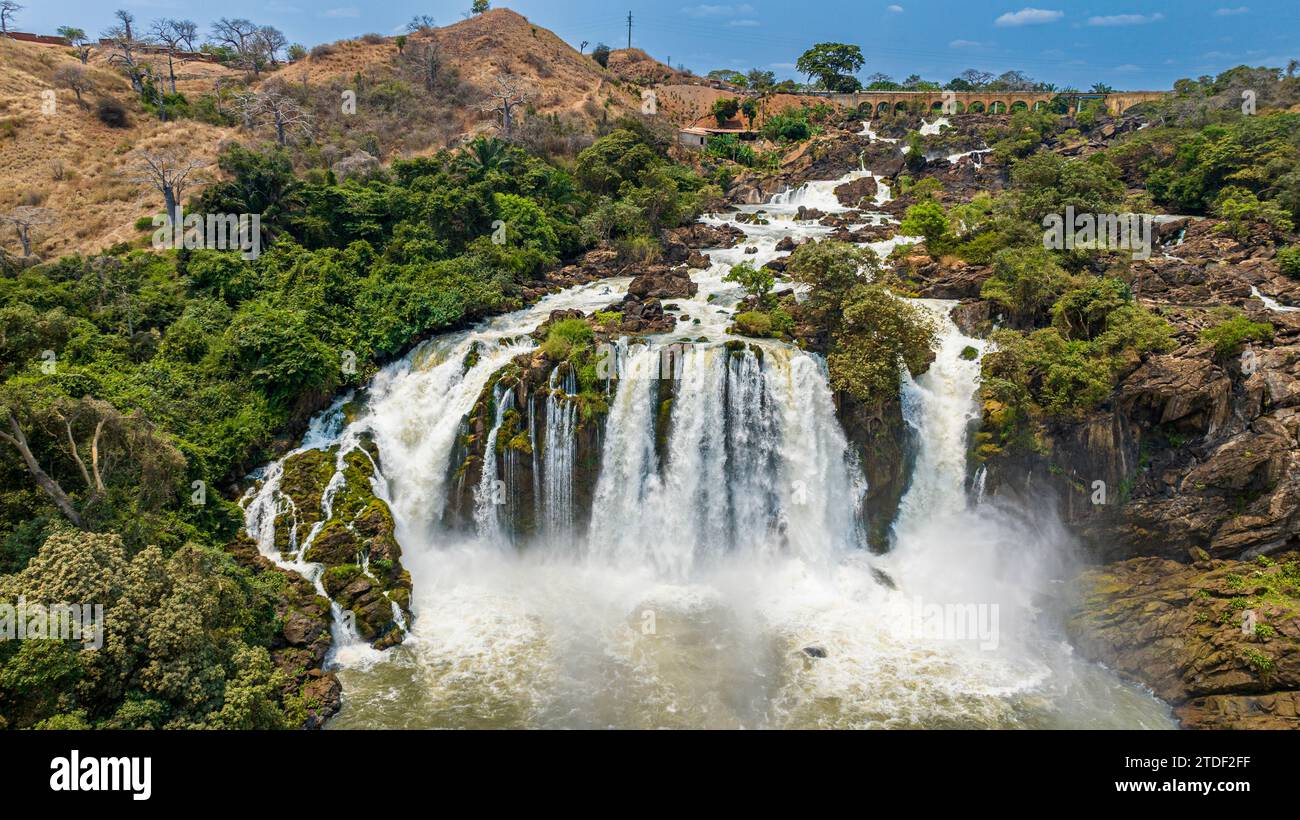 Aerial of the Binga waterfalls, Kwanza Sul, Angola, Africa Stock Photo ...