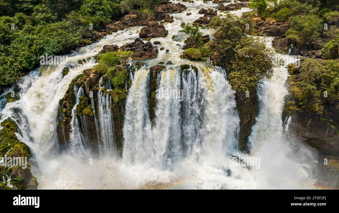 Aerial of the Binga waterfalls, Kwanza Sul, Angola, Africa Stock Photo ...