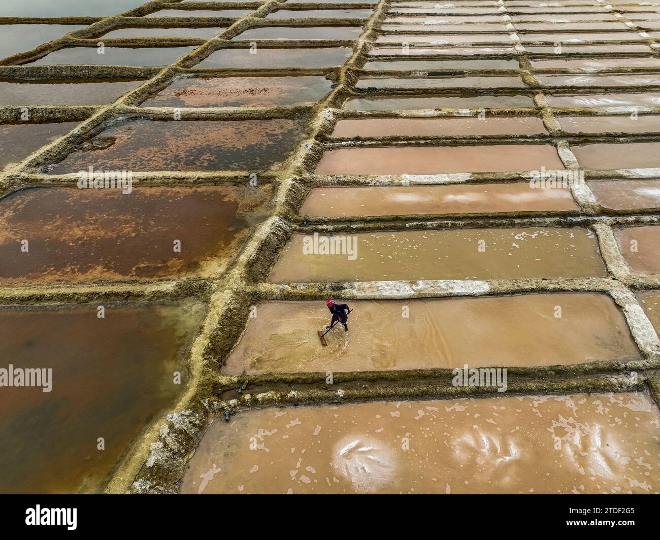 Aerials of the salinas (salt pans) of Benguela, Angola, Africa Stock ...