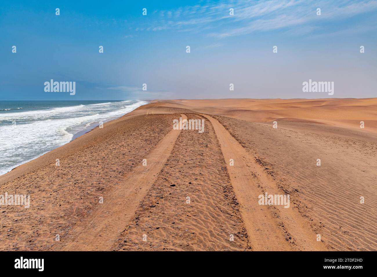 Sand dunes along the Atlantic coast, Namibe (Namib) desert, Iona National Park, Namibe, Angola ...