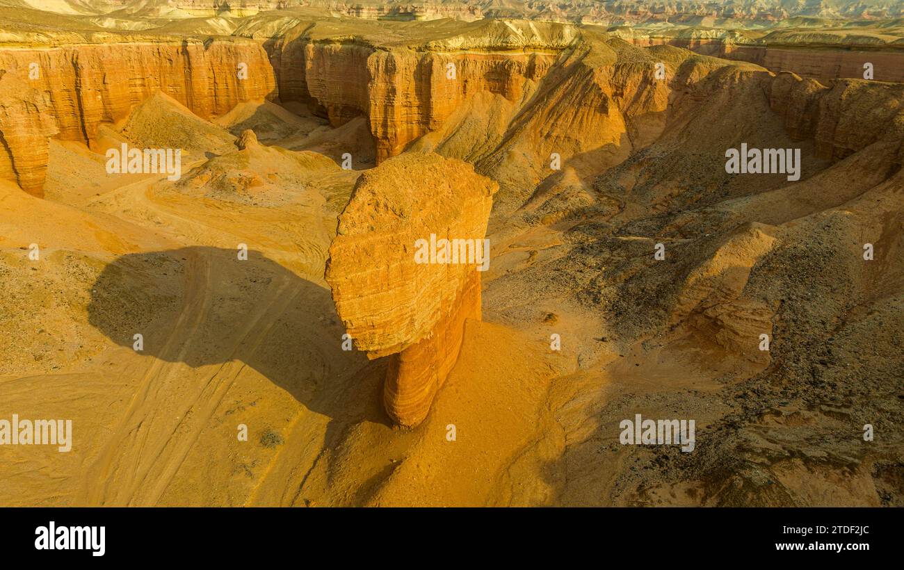 Aerial of a sandstone canyon, Namibe (Namib) desert, Iona National Park, Namibe, Angola, Africa ...