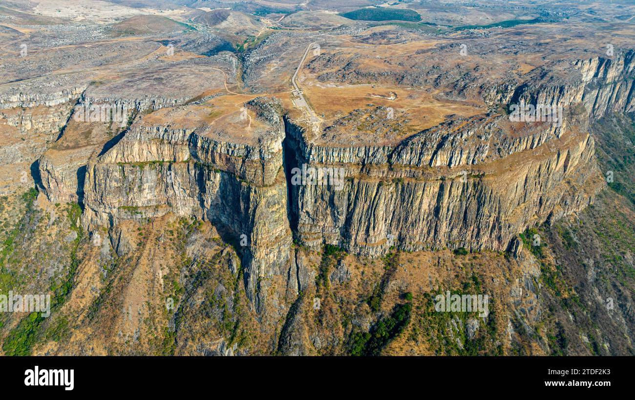 Aerial of the Tundavala Gap, great escarpment Serra da Leba, Lubango ...