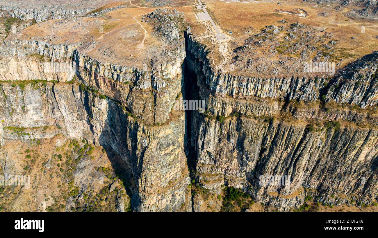 Aerial of the Tundavala Gap, great escarpment Serra da Leba, Lubango, Angola, Africa Stock Photo ...