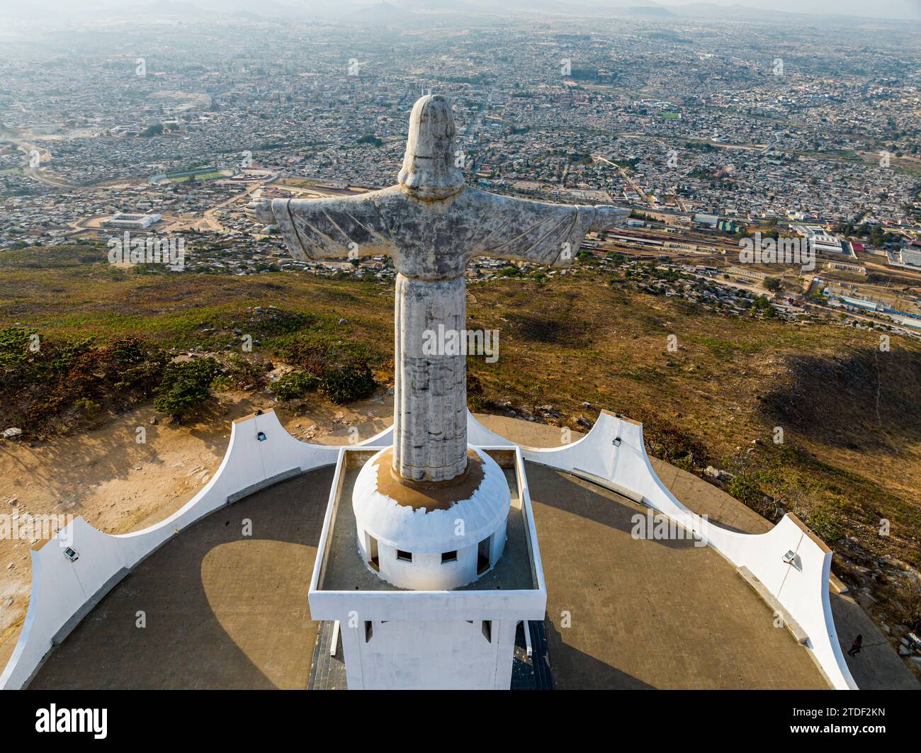 Aerial of the Christ the King Statue, overlooking Lubango, Angola, Africa Stock Photo - Alamy