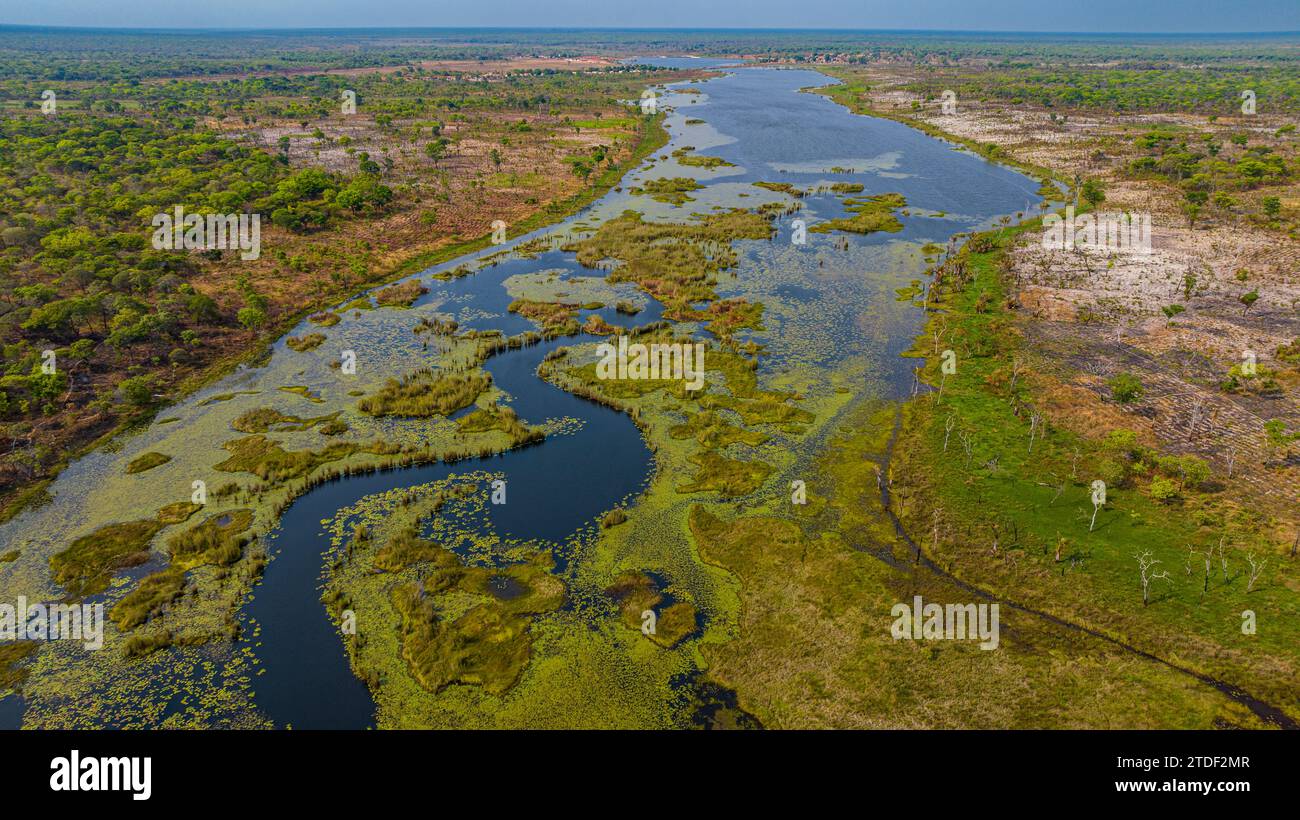 Aerial of the Mundolola lagoon, Moxico, Angola, Africa Stock Photo - Alamy