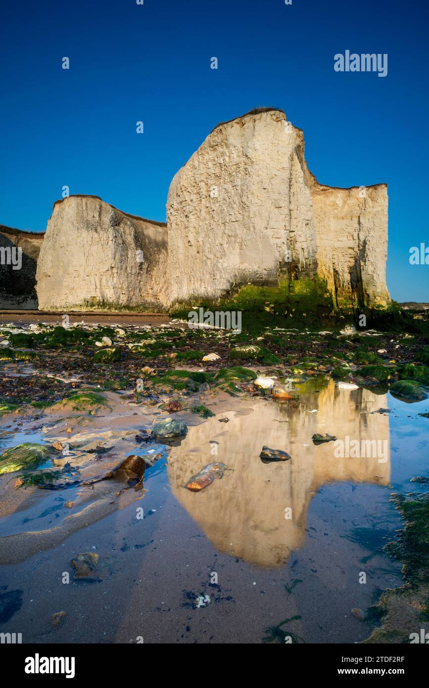 Chalk cliffs reflected, Botany Bay, Broadstairs, Kent, England, United ...