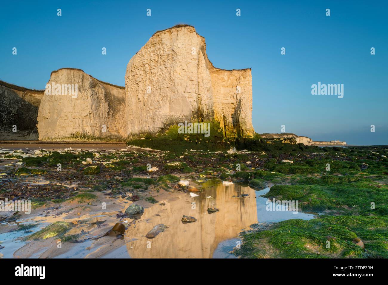 Chalk cliffs reflected, Botany Bay, Broadstairs, Kent, United Kingdom ...