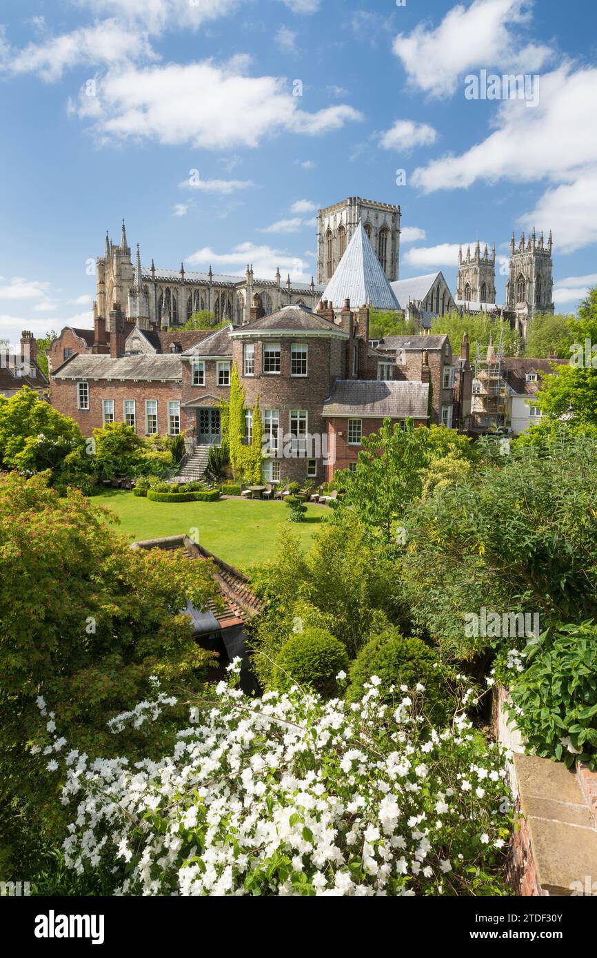 York Minster and Greys Court from the Bar Walls in springtime, York ...