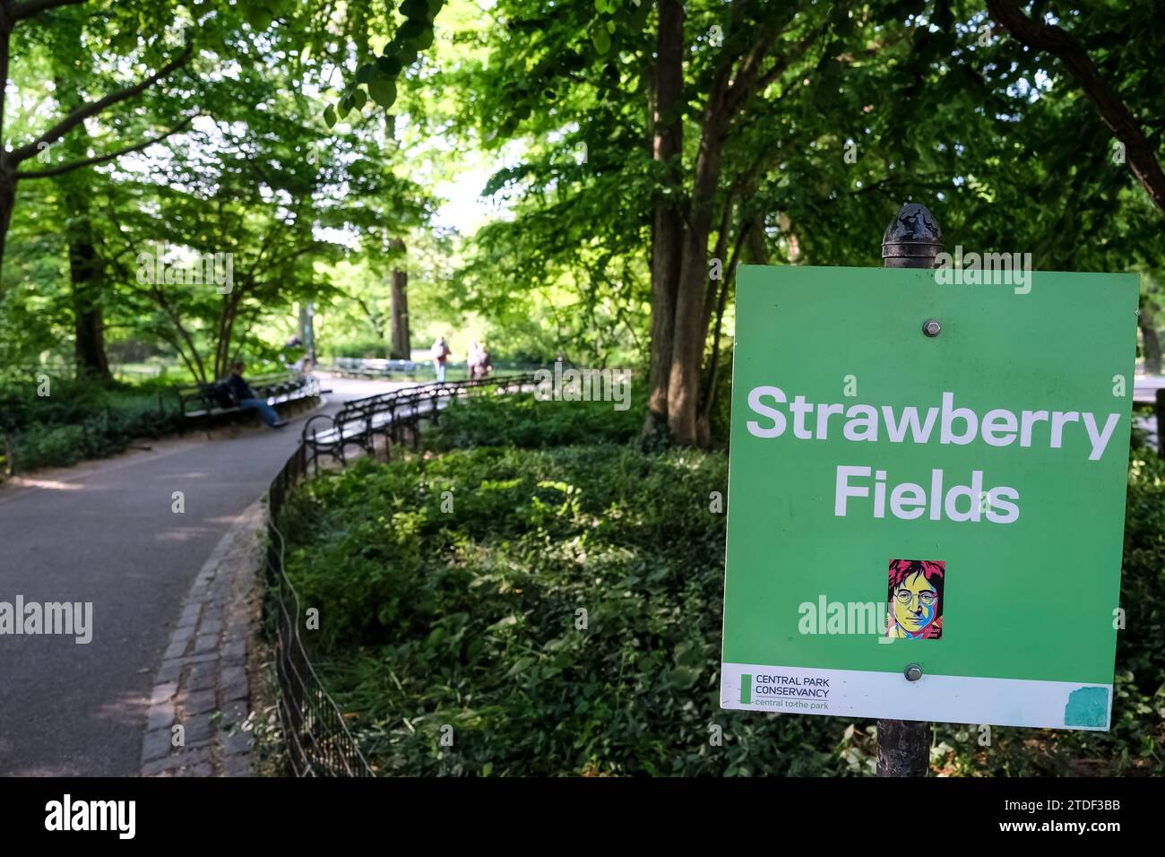 View of Strawberry Fields Memorial, a landscaped section dedicated to ...
