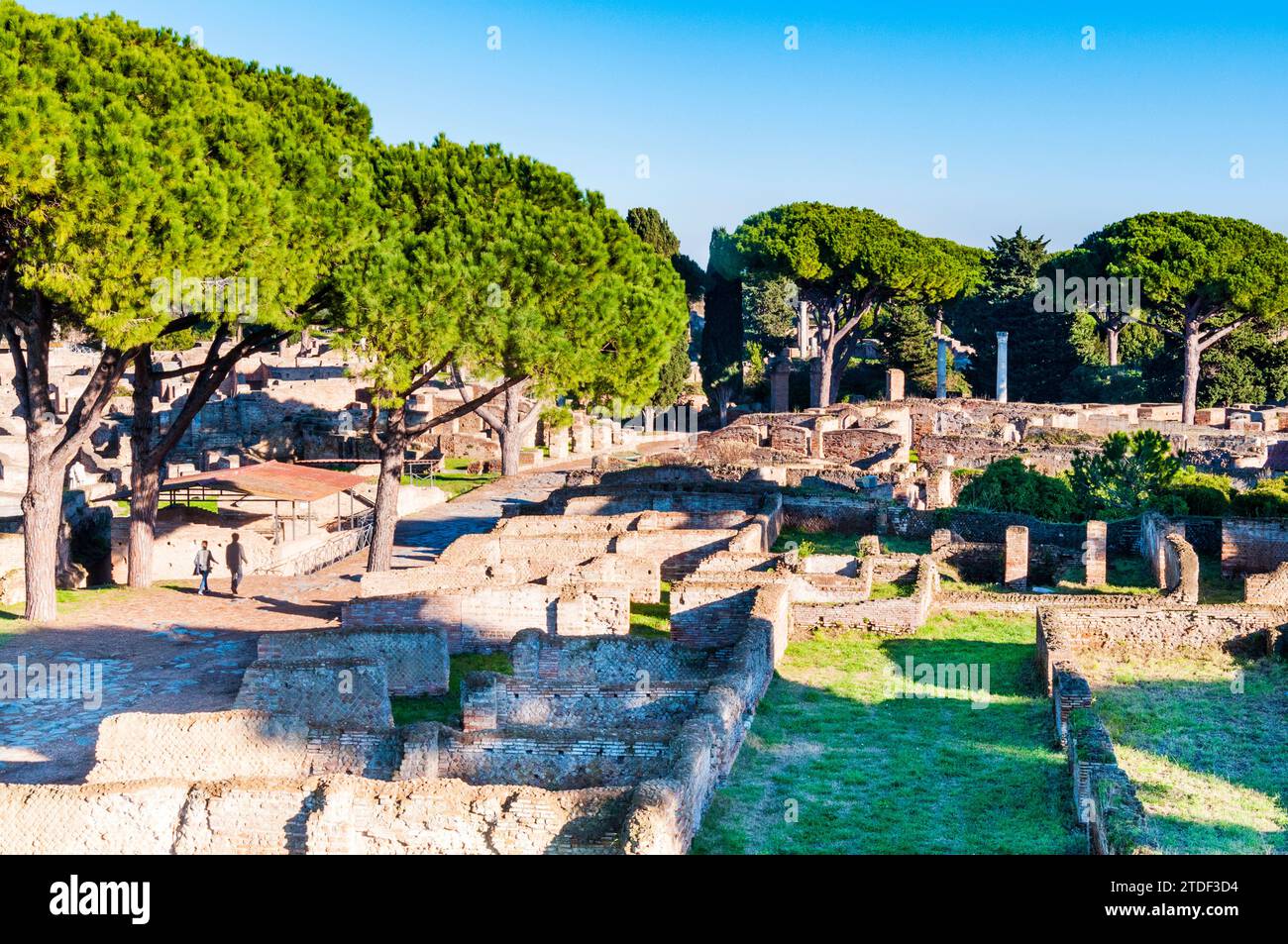 View from above of Decumanus (Main road), Ostia Antica archaeological ...