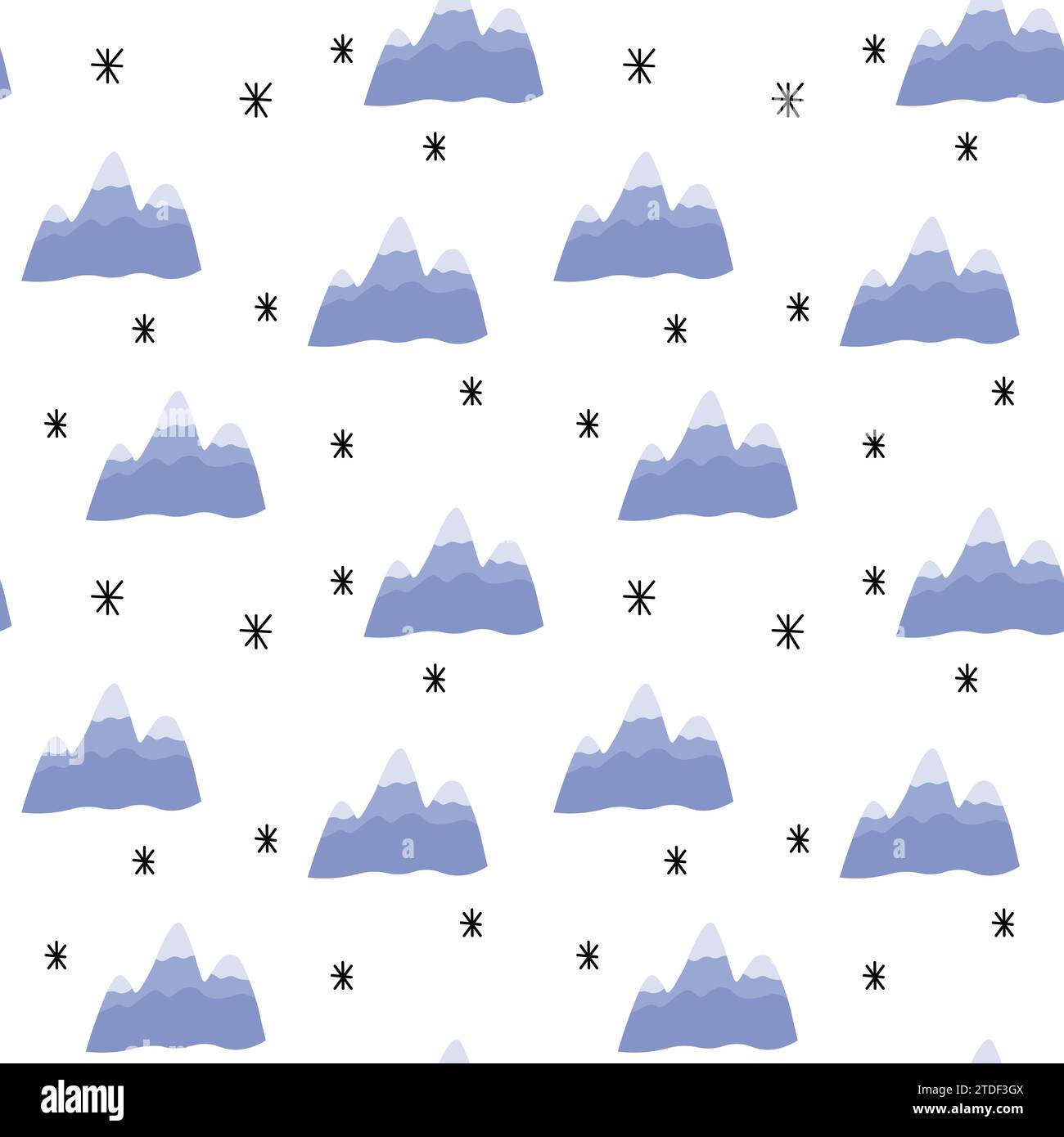 Mountains seamless pattern for tourism and camping print. Blue winter ...