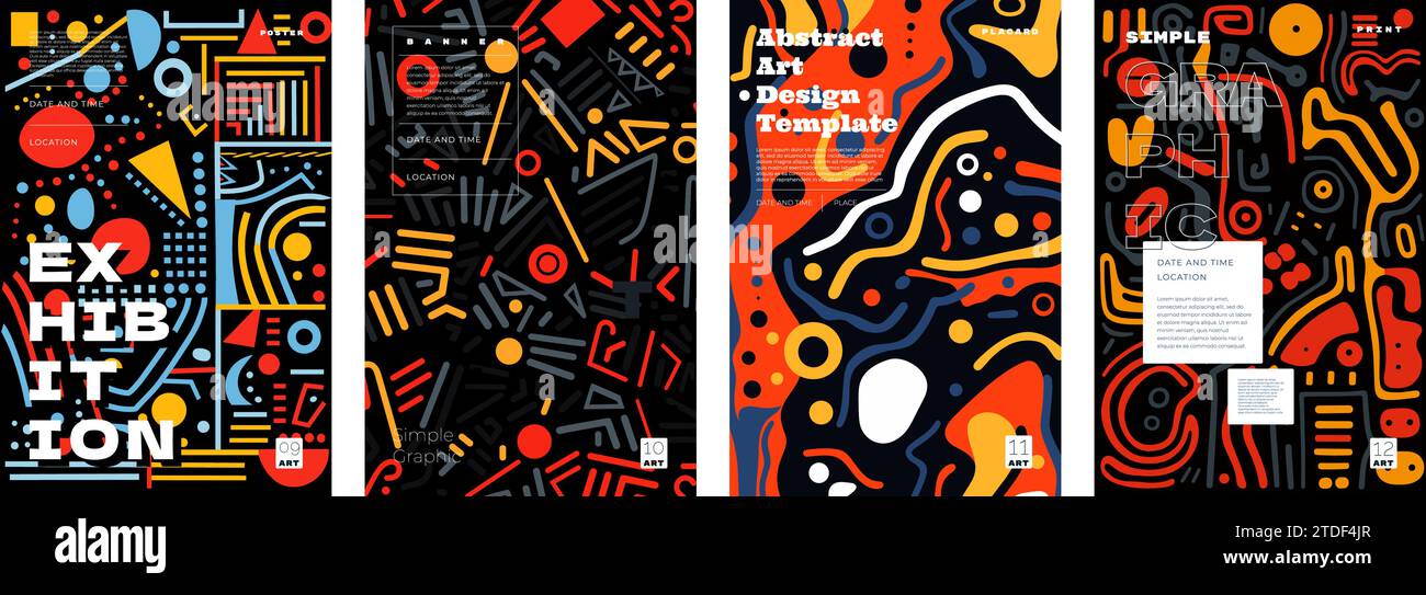 Abstract simple graphic doodle poster. Minimalist shapes creative ...