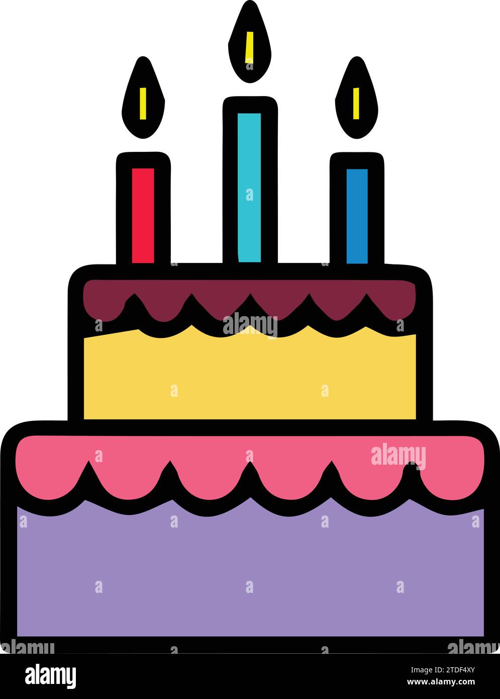 Birthday cake with candles Cake icon. Symbol of the holiday, birthday ...