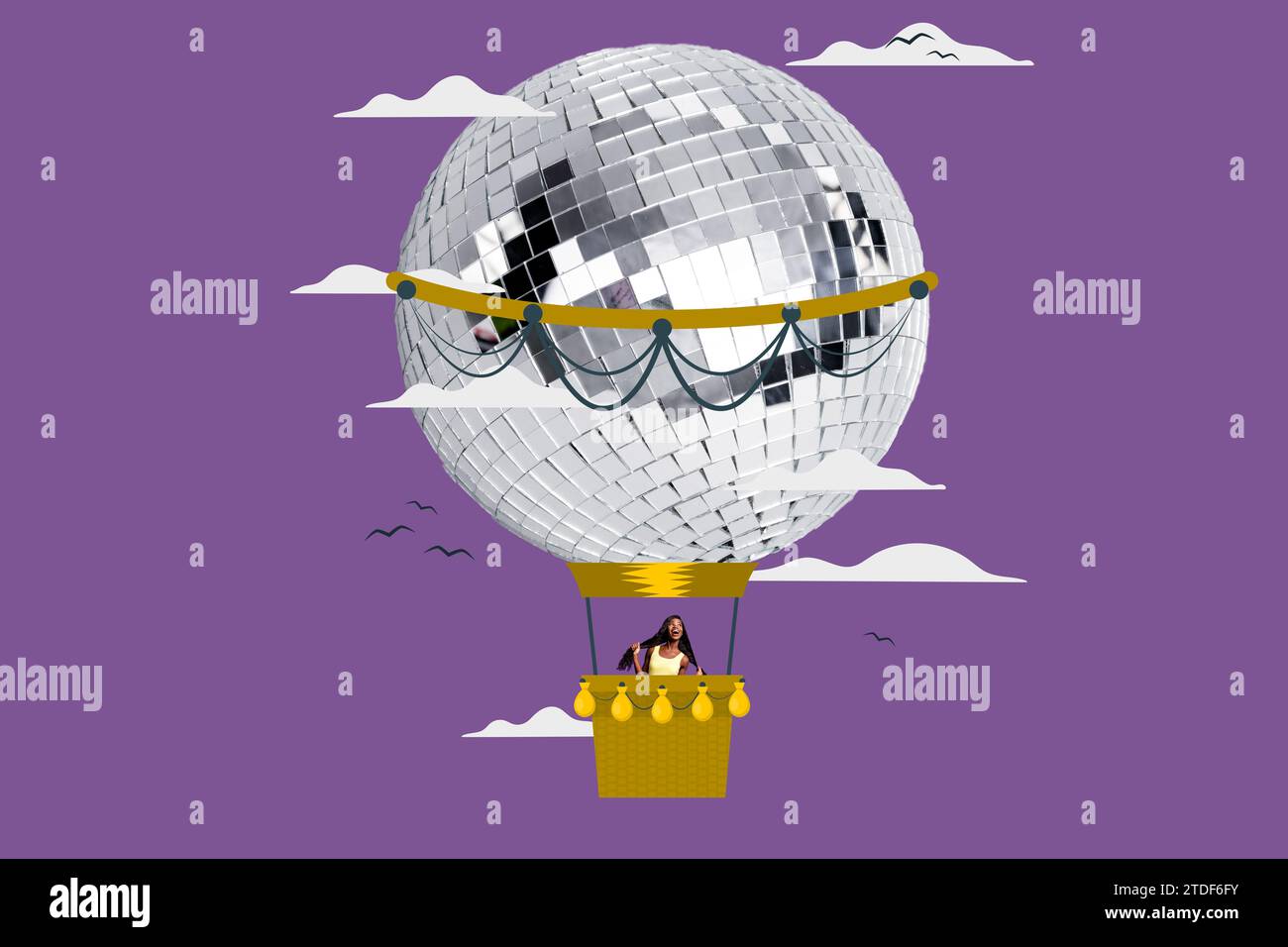 Creative banner template abstract collage party invitation of young ...