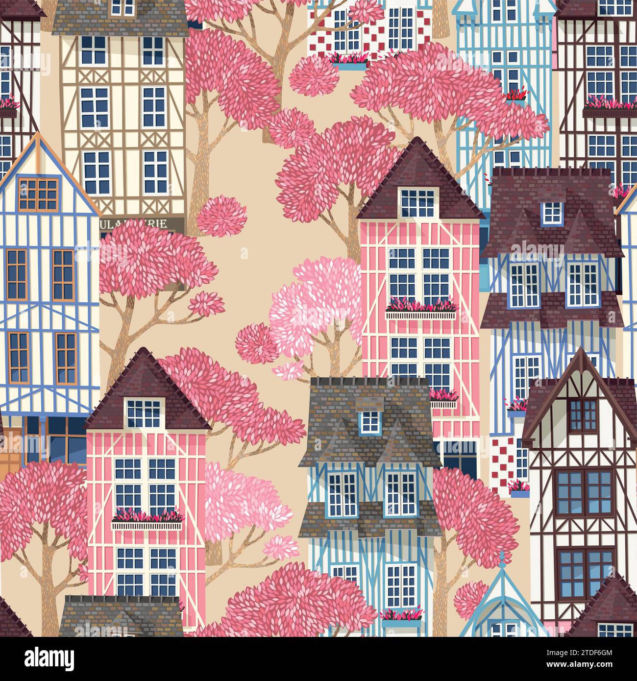 Old town seamless pattern Stock Vector Image & Art - Alamy