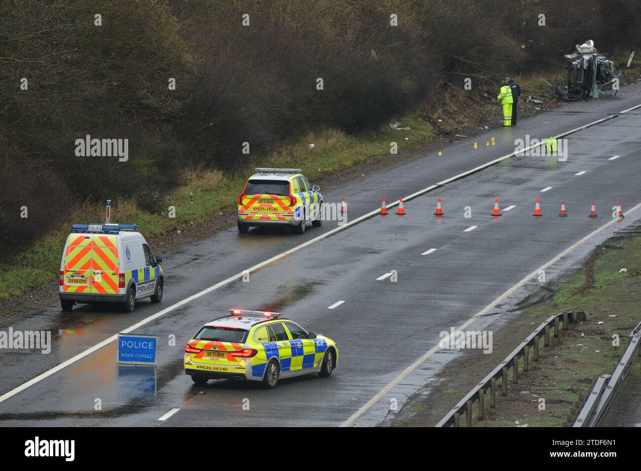 Edinburgh Scotland, UK 18 December 2023. Police Incident on the M8 Westbound with the road ...