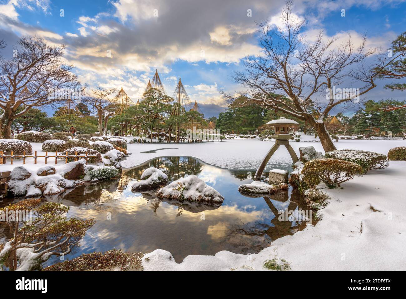 Kanazawa, Ishikawa, Japan winter at Kenrokuen Gardens in the early ...